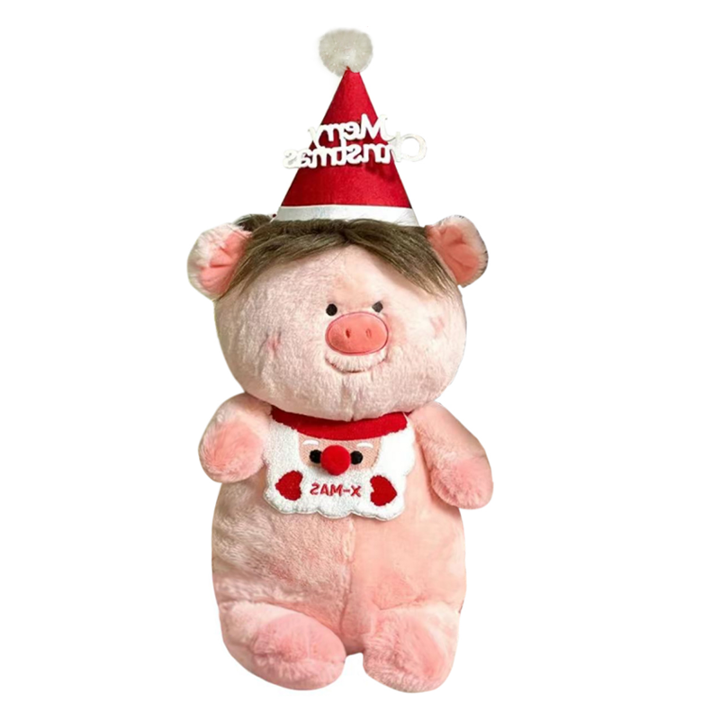 Плюшевые куклы унисекс YUOU для укладки волос, 35CM EU, Haircut Pig+Christmas Hats+Red Nose Bib
