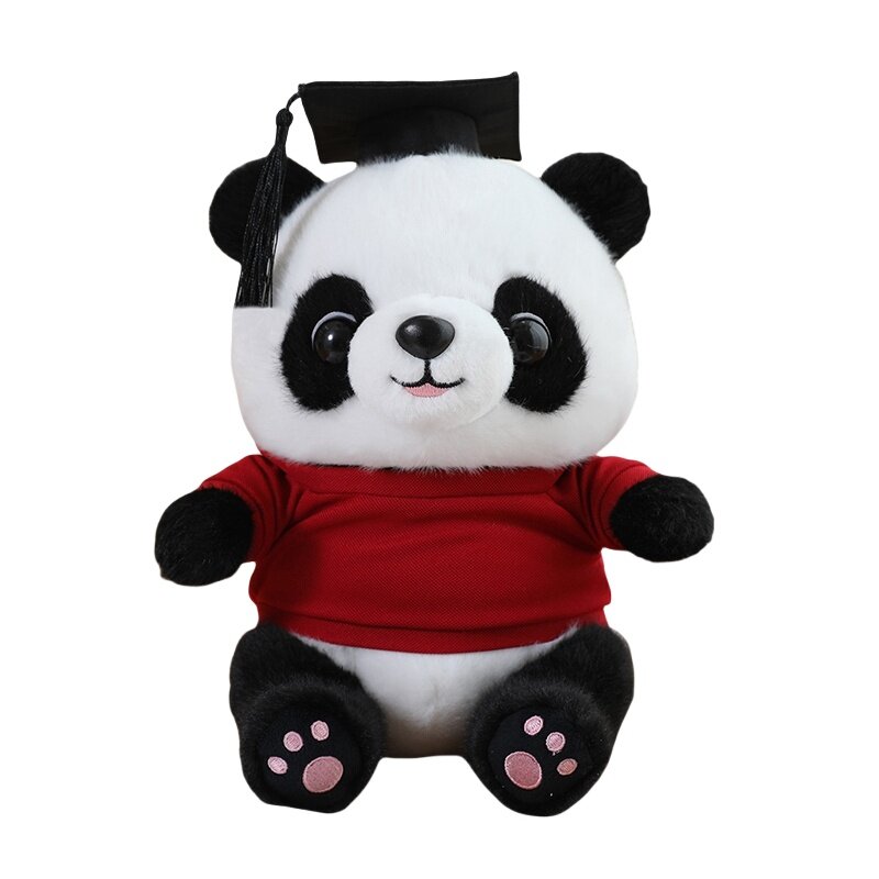 Плюшевая кукла унисекс CAISHANGHUANG Доктор Панда, 25CM EU, Red T-Shirt