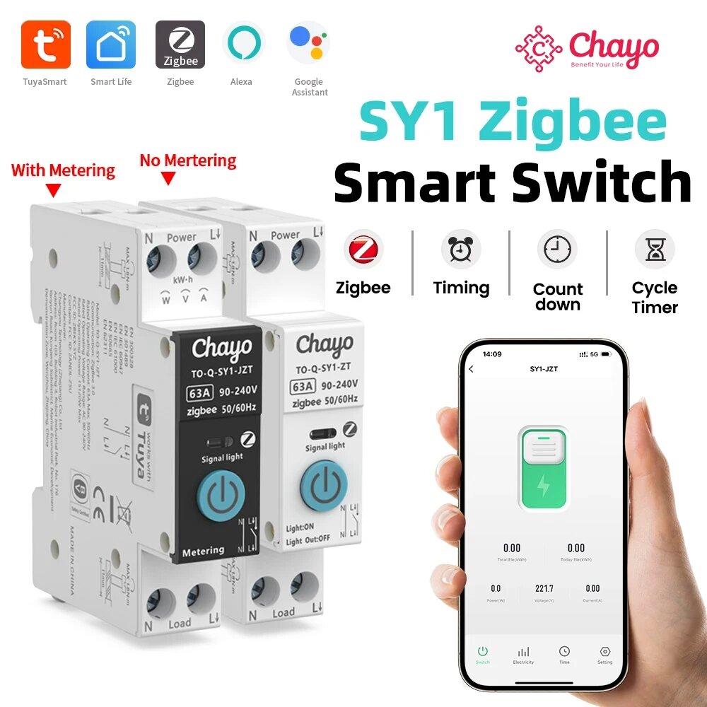 Умный выключатель TONGOU ZigBee 10A White No metering