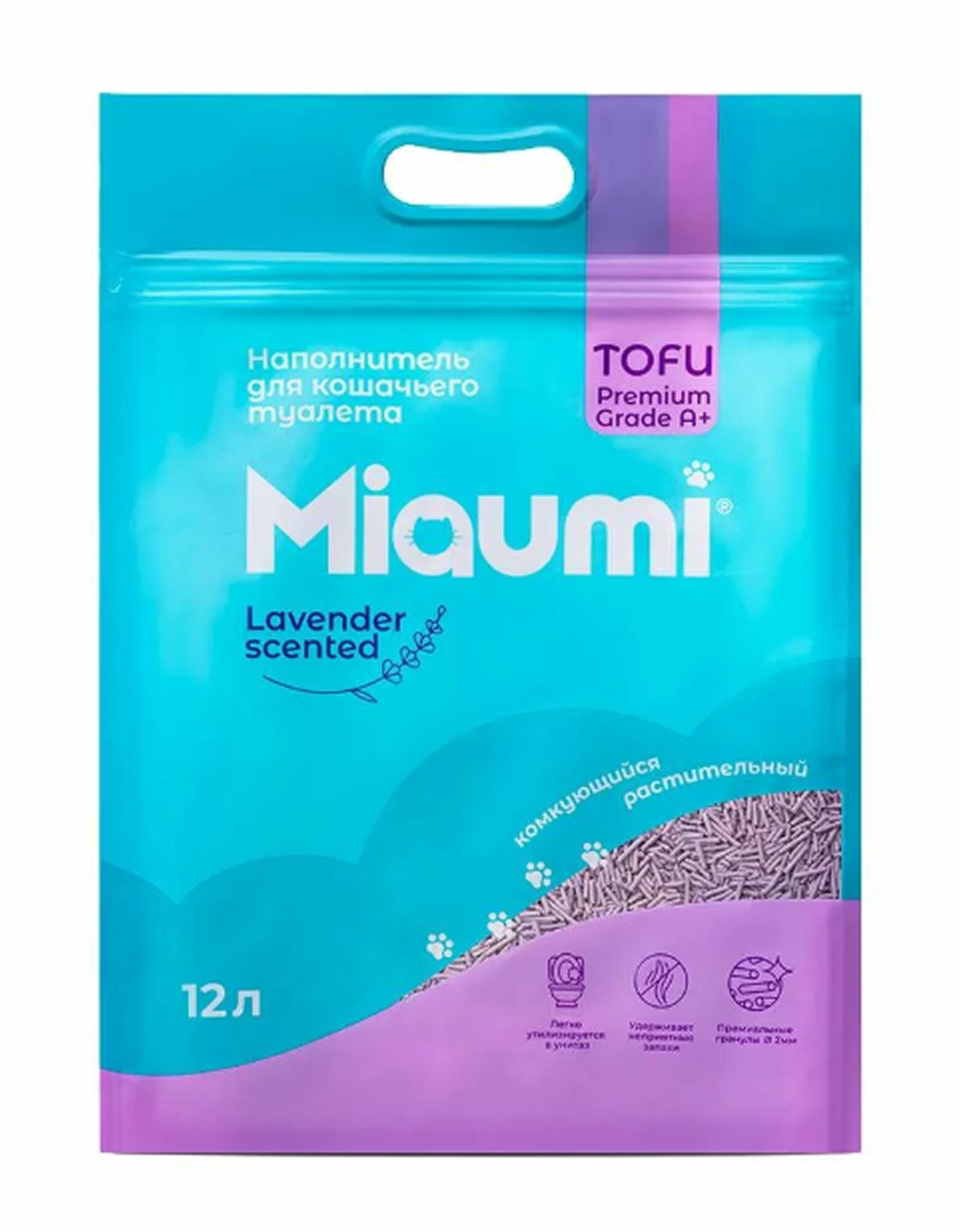 Miaumi Наполнитель для кошачьего туалета Тофу, с нежным ароматом лаванды, 12 л