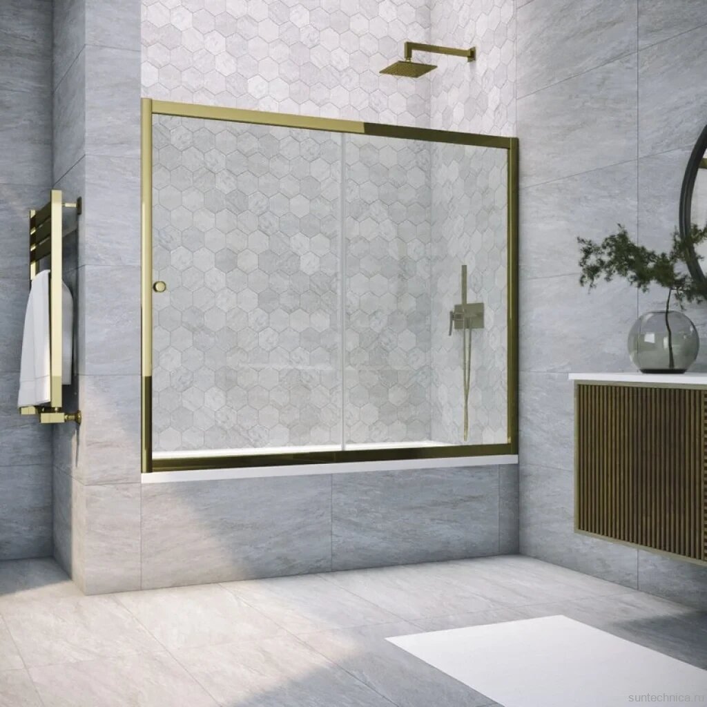 Шторка на ванну Vegas Glass ZV Tur Novo 160 05 01 профиль бронза, стекло прозрачное