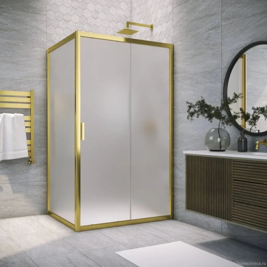 Душевой уголок Vegas Glass ZP+ZPV Tur Novo h1900 100*90 05 10 профиль бронза, стекло сатин