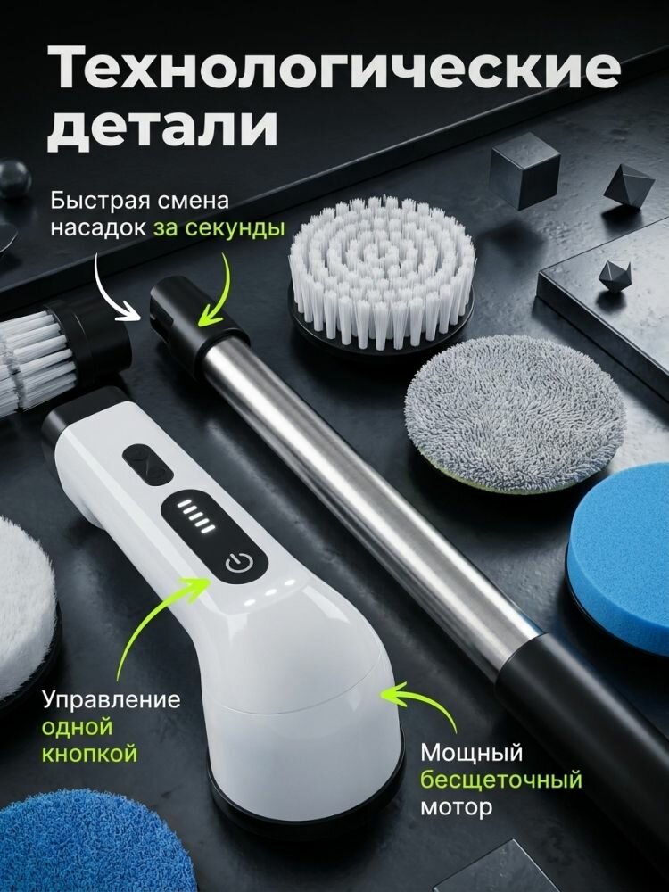 Насадки для ручной щетки, 9 шт. Разные формы, прочные, сменные. Идеальны для уборки в труднодоступных местах!