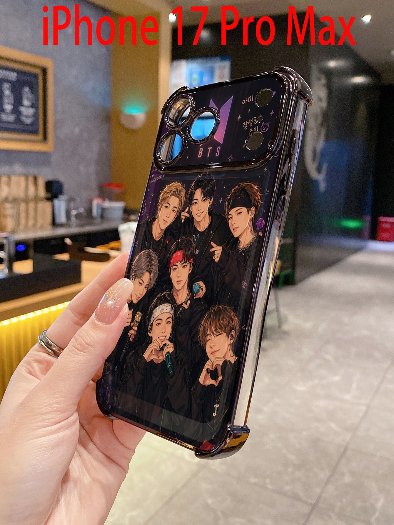 Чехол для телефона iPhone 17 Pro Max с противоударным покрытием с принтом BTS BT21