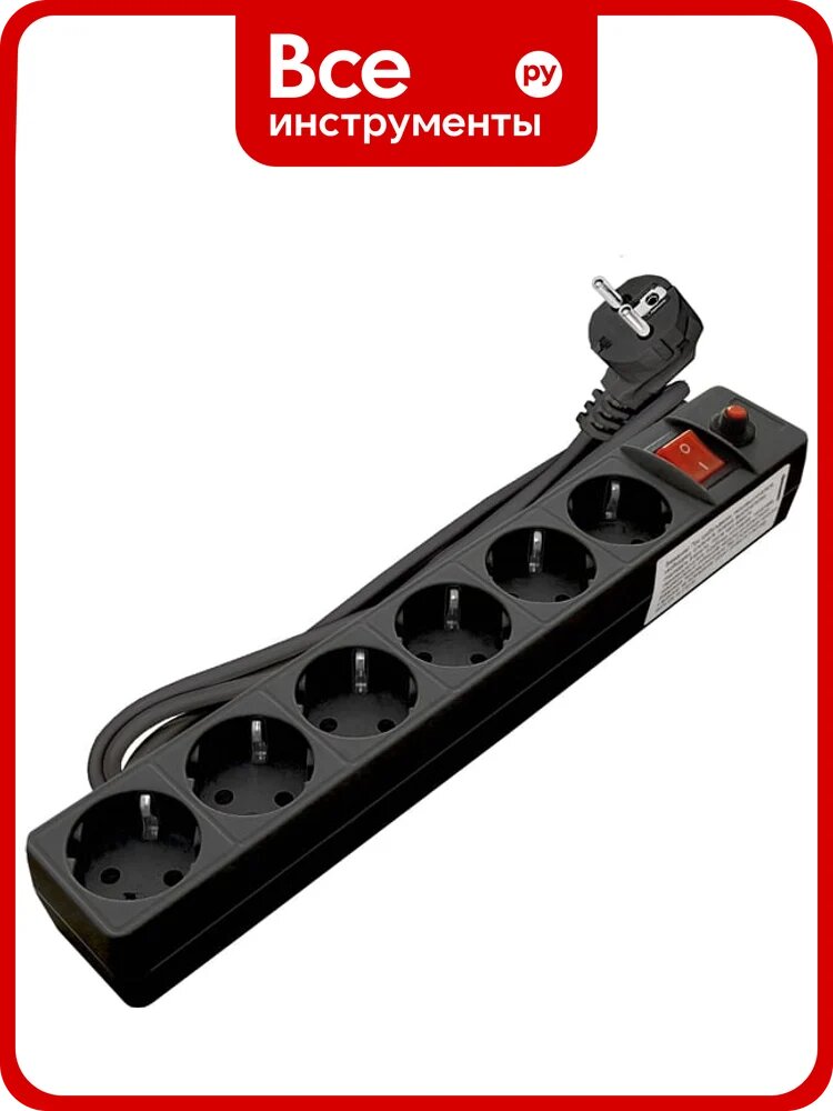 Сетевой фильтр UNIVersal 967U-4001, 6 розеток, черный, 1,8 м