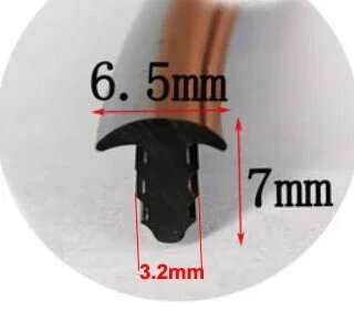 Уплотнитель Т-образный 6.5x7mm
