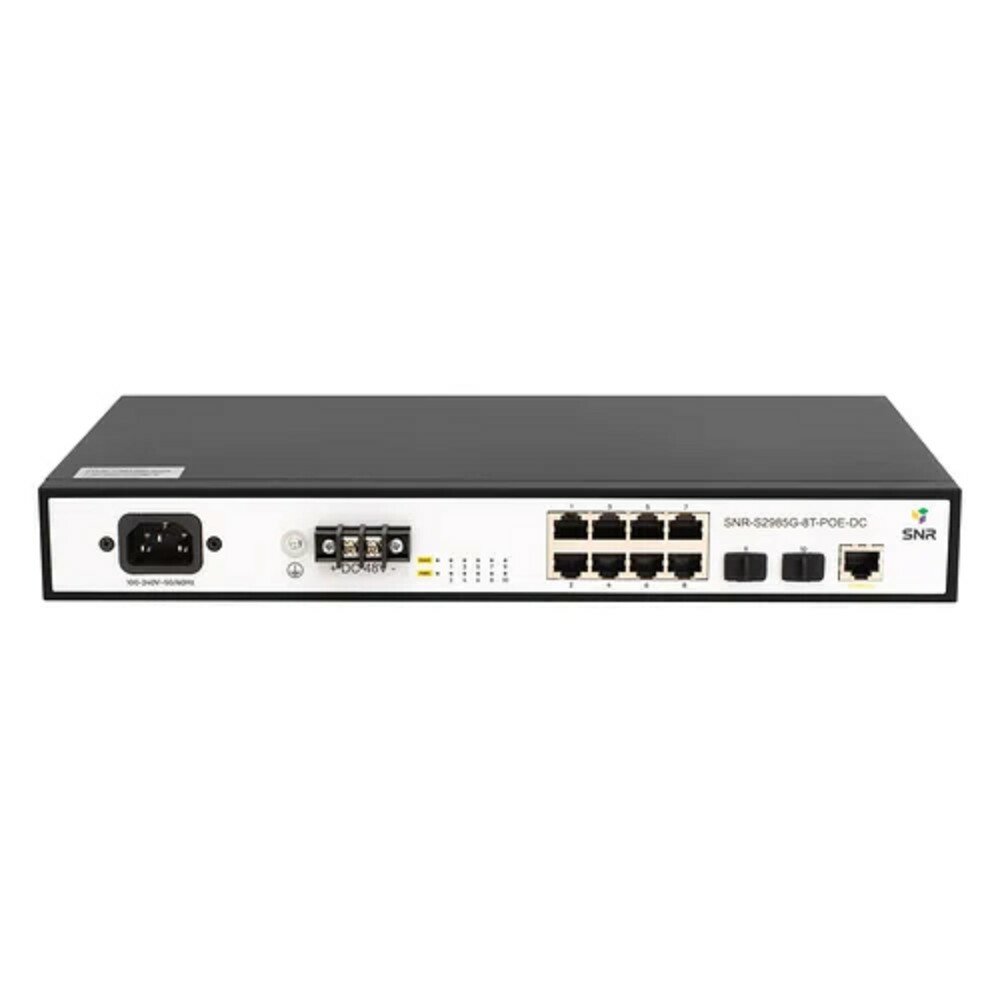 Коммутатор PoE SNR-S2985G-8T-POE-DC SNR Веб-интерфейс 10 портов 1000 Мбит/сек