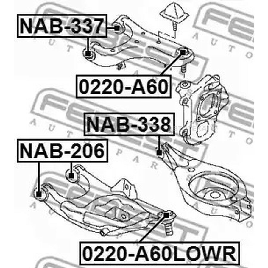 Сайлентблок заднего верхнего рычага NISSAN PATROL Y62 2010.01- [GL] FEBEST NAB337
