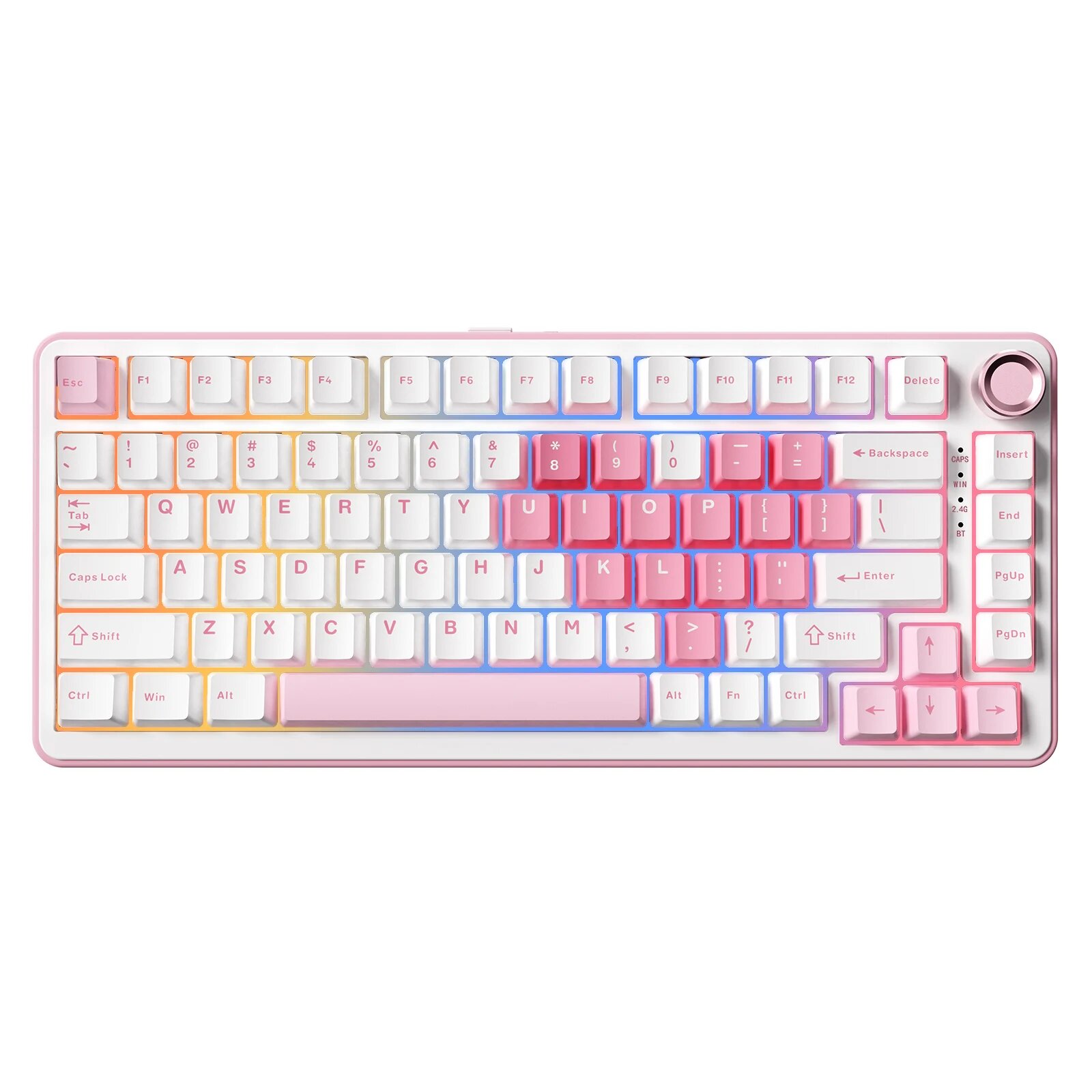 YUNZII B75 PRO Розовая механическая игровая клавиатура 75% Milk V2, Белый, White