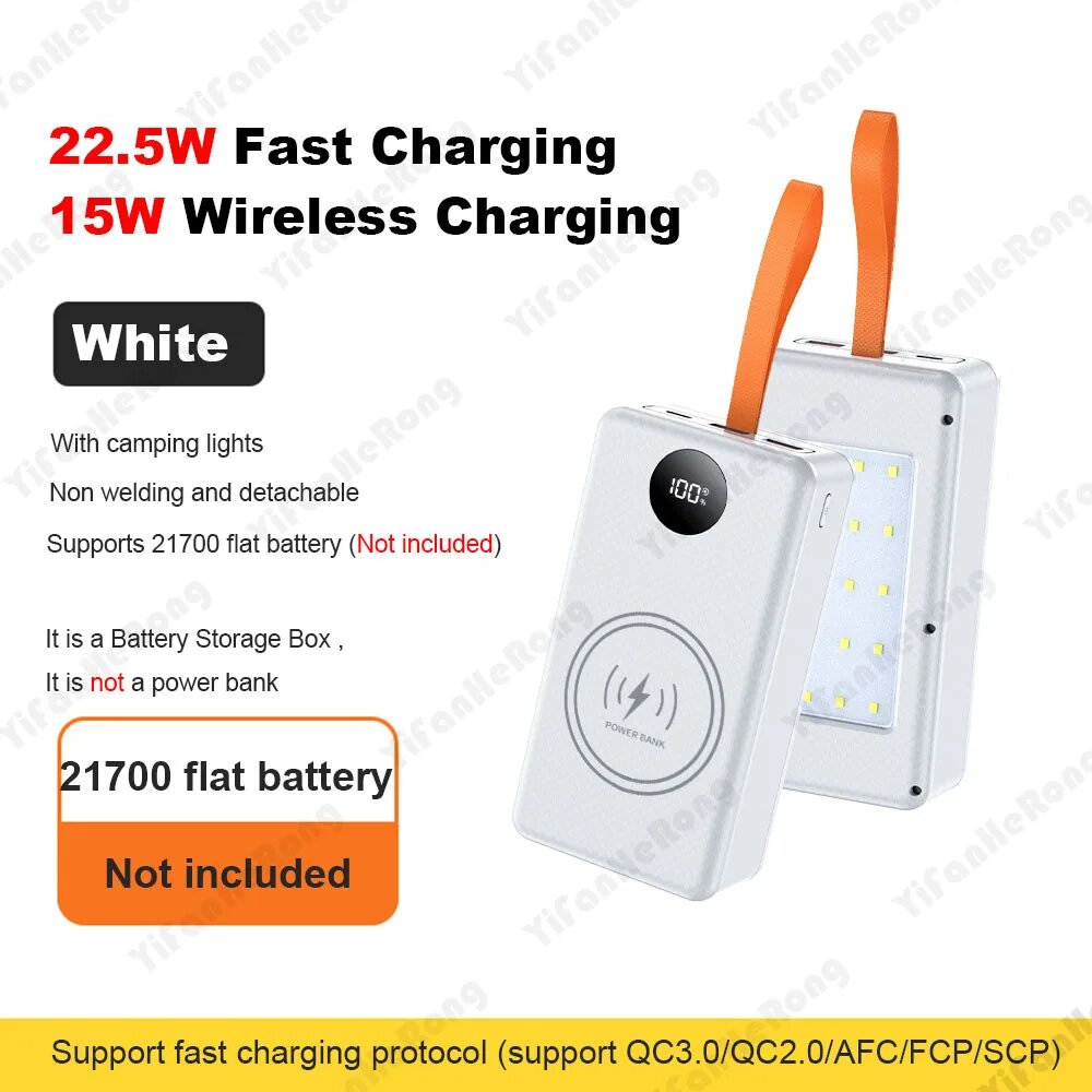 YiFanHeRong Battery Box 21700 с фонариком, белый