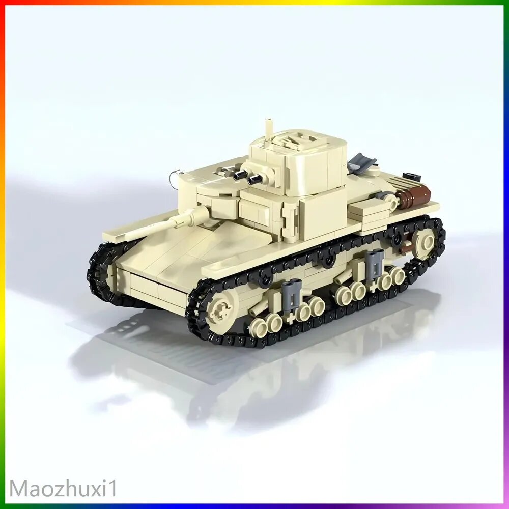 MOC Военный итальянский средний танк M11-39, сборка, модель игрушки из мелких строительных блоков