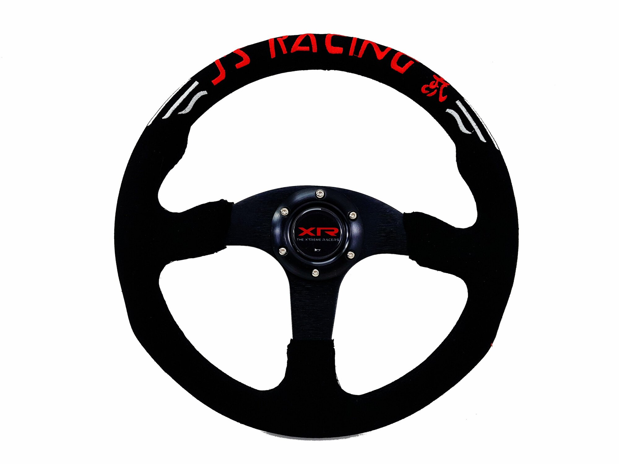 Руль J'S Racing Style без выноса 350мм NOB (замша) (Красный)