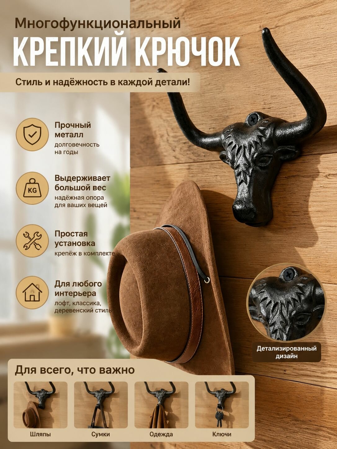 Многофункциональный крепкий крючок