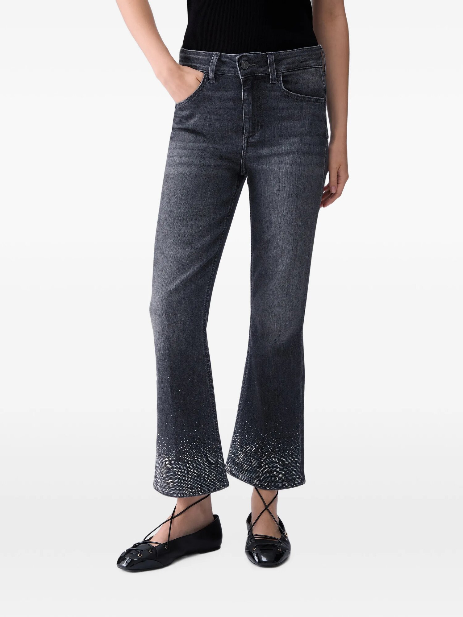 Джинсы LIU JO Bootcut jeans with rhinestones, размер 42 — фото 1