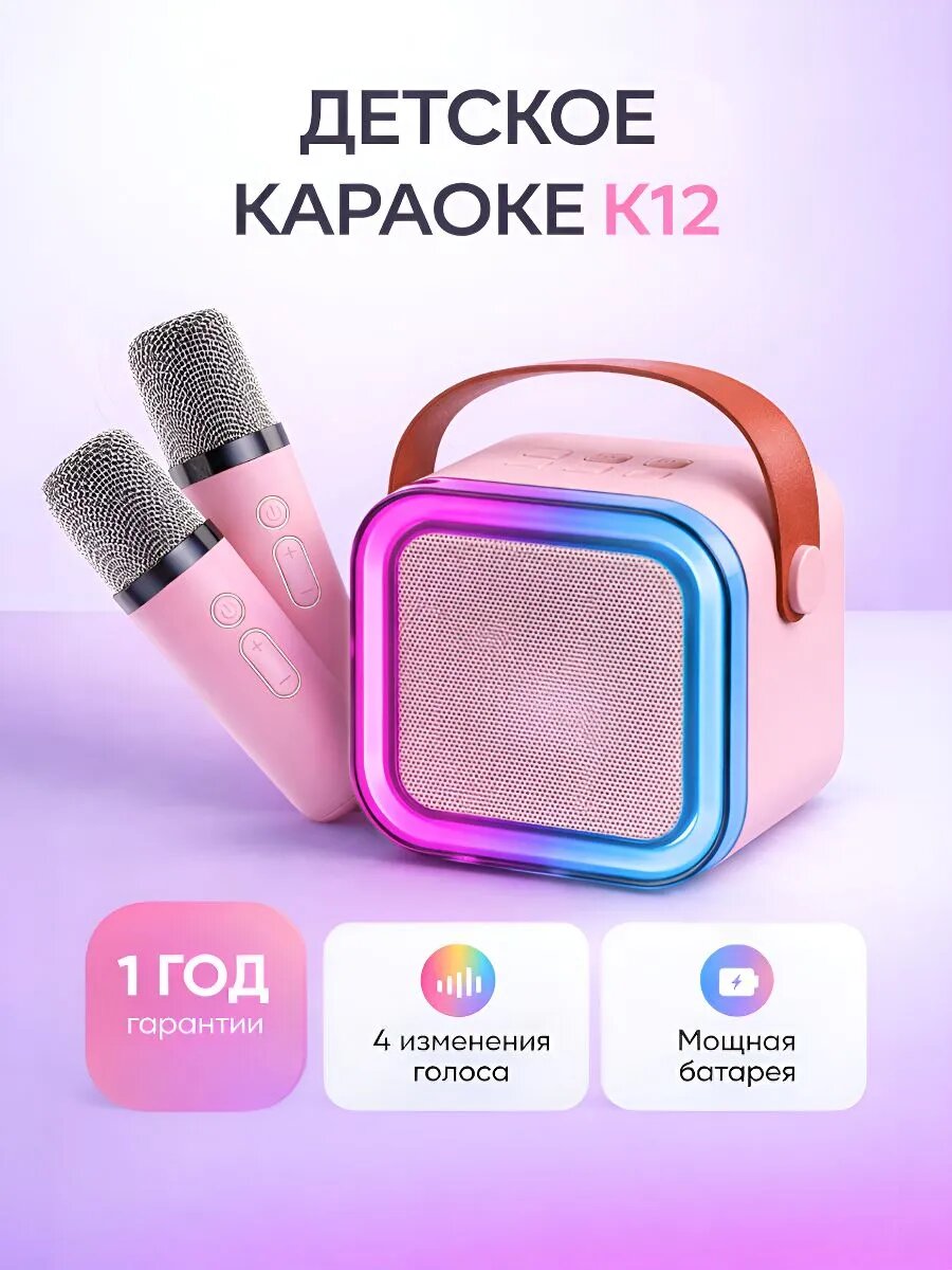 Детская караоке система с двумя беспроводными микрофонами и