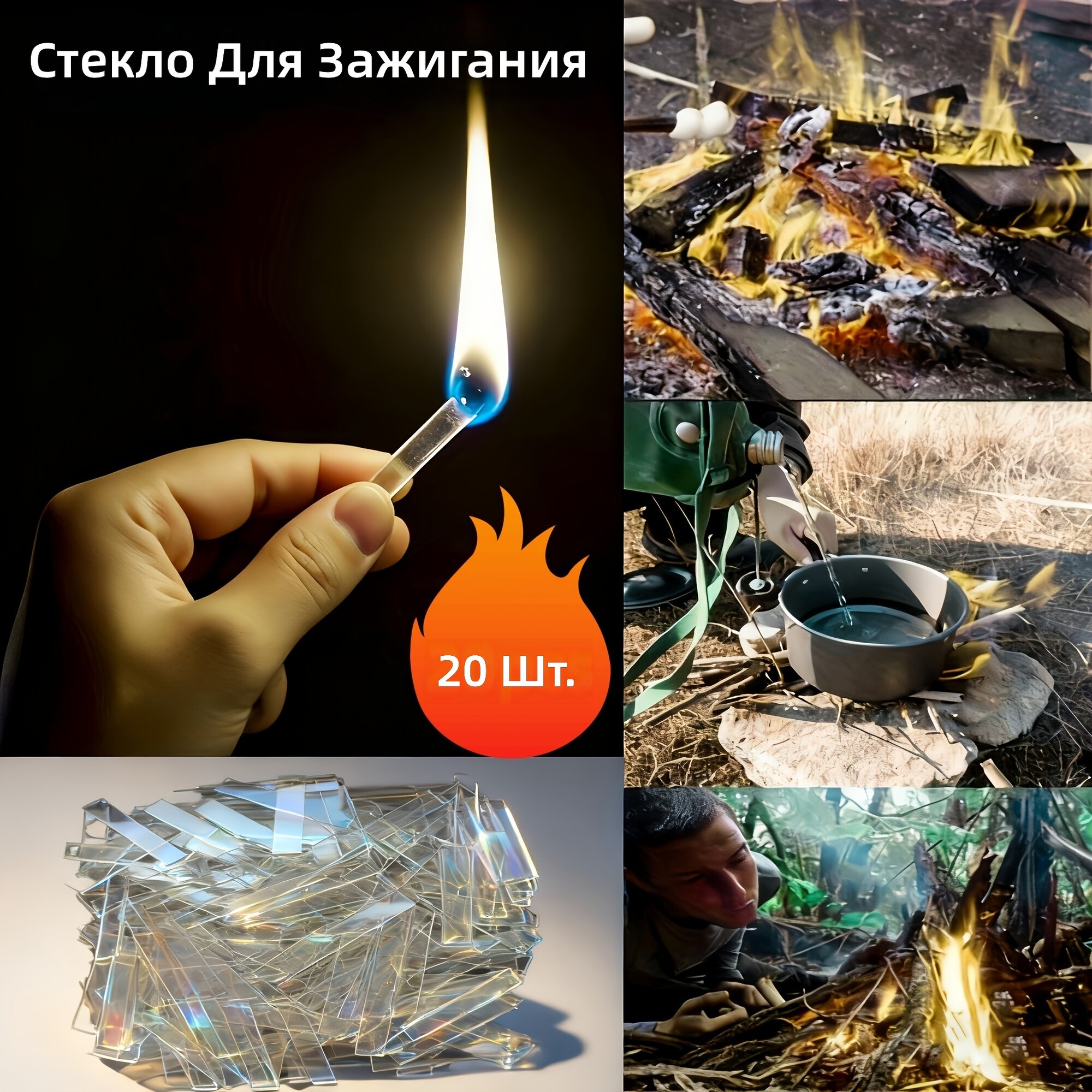 Усовершенствованные широкие и длинные акриловые одноразовые огневые стержни, ветрозащитное топливо для выживания, без запаха и дыма, портативные, для походов и спасения, 20 шт.
