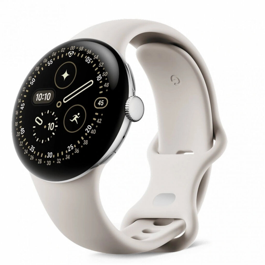 Смарт-часы Google Pixel Watch 4, 45mm, Wi-Fi, Polished Silver Aluminum Case / Porcelain Active Band
