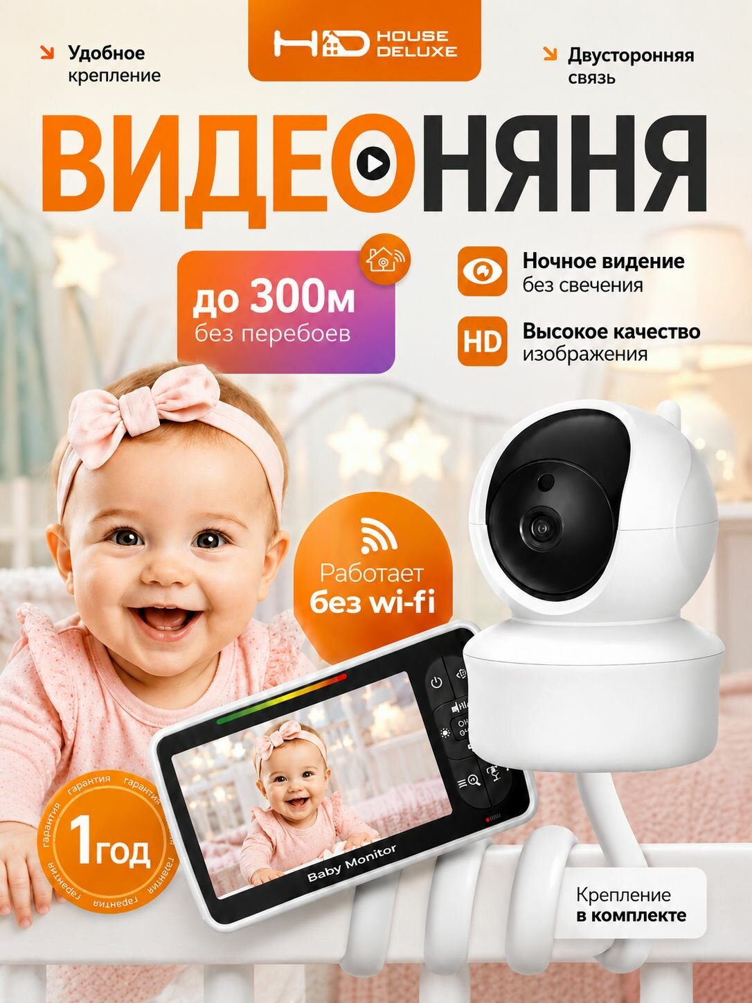 Видеоняня с монитором беспроводная. Видео няня для наблюдения за малышом с камерой.