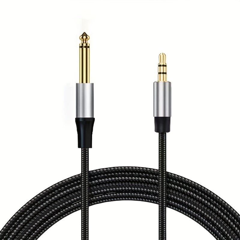 Аудио-адаптер 3.5mm на 6.5mm, 1 м (39.37 дюйма), штекер-штекер (Male-to-Male) для усилителей, микшеров, микрофонов и электрогитар