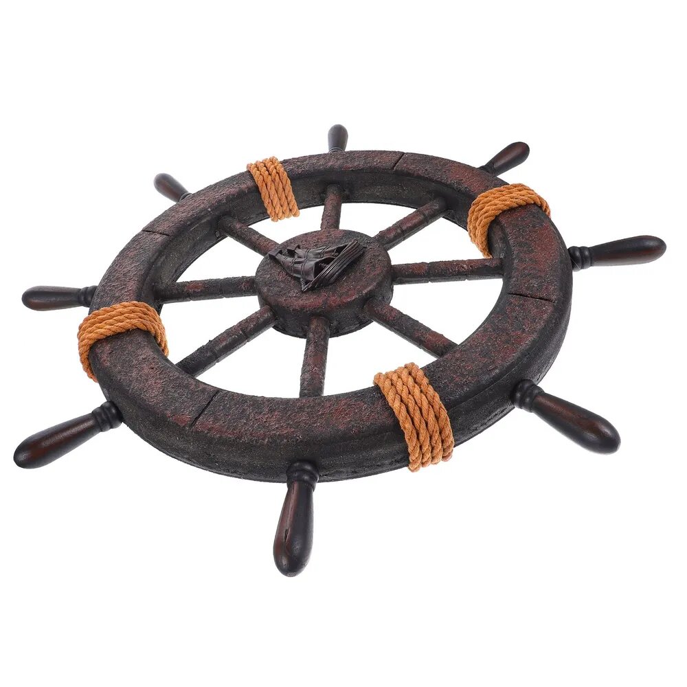 Фигурка декоративная Brown, штурвал корабля, высота 3.96 см, длина 44.50 см