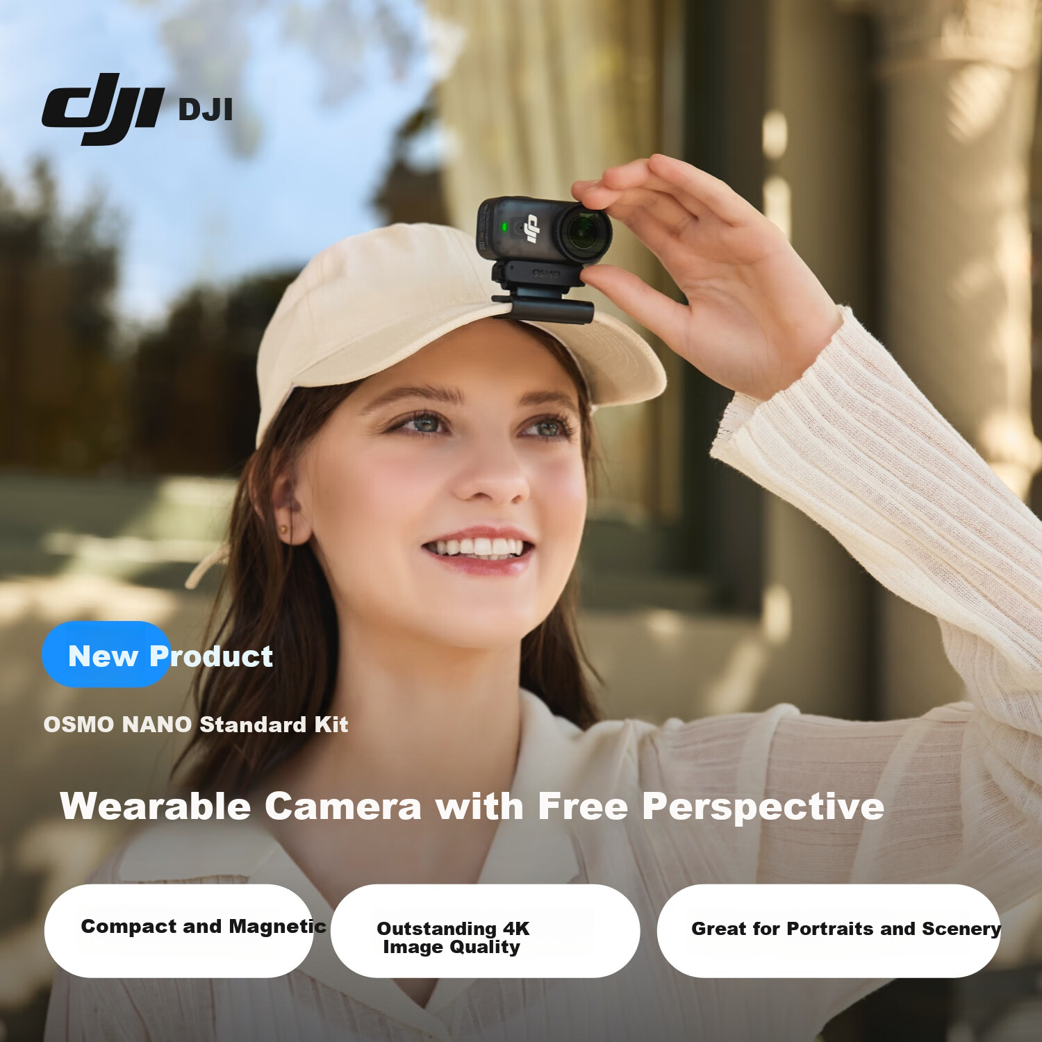 DJI Osmo Nano Standard Kit 64GB Спортивная камера 4K Ultra HD компактная носимая модель для велоспорта и влогов