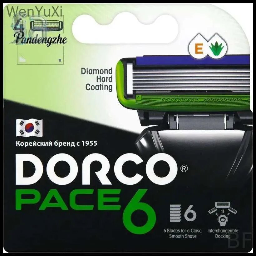 Dorco Сменные кассеты PACE6, 6 лезвий, крепление PACE, увл. полоса (4 сменные кассеты)