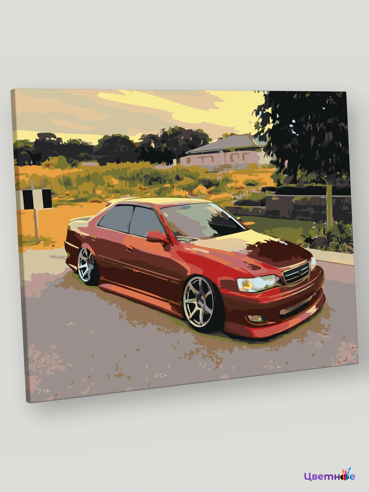Картина по номерам на холсте с подрамником "Машины: Тойота Марк 2 Toyota Mark 2" Раскраска 40x50 см, Автомобиль Природа