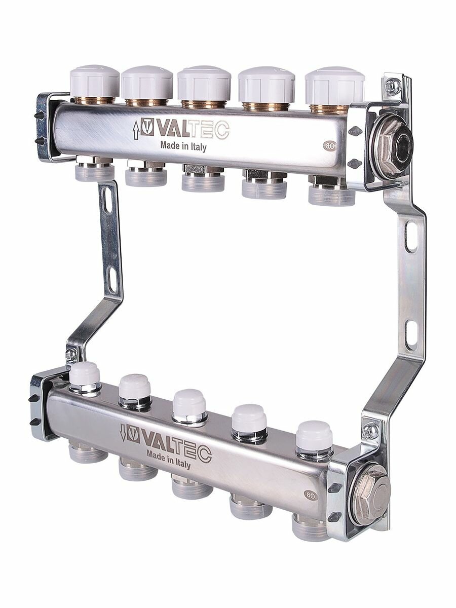Коллекторная группа VALTEC 5 выходов, 1"х3/4" без расходомеров, нержавеющая сталь VTc.582. EMNX.0605