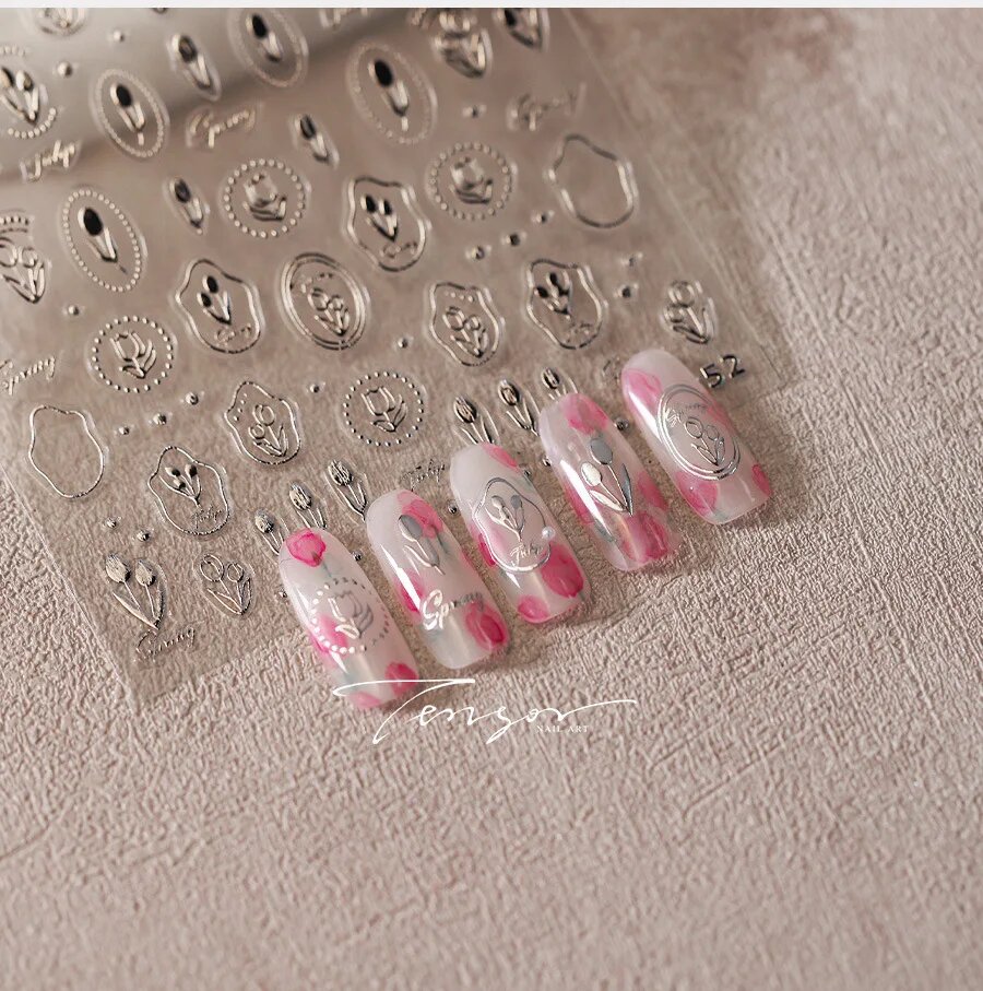 NAILFYOU 5D розовые лепестки наклейки для ногтей Розовый, M352