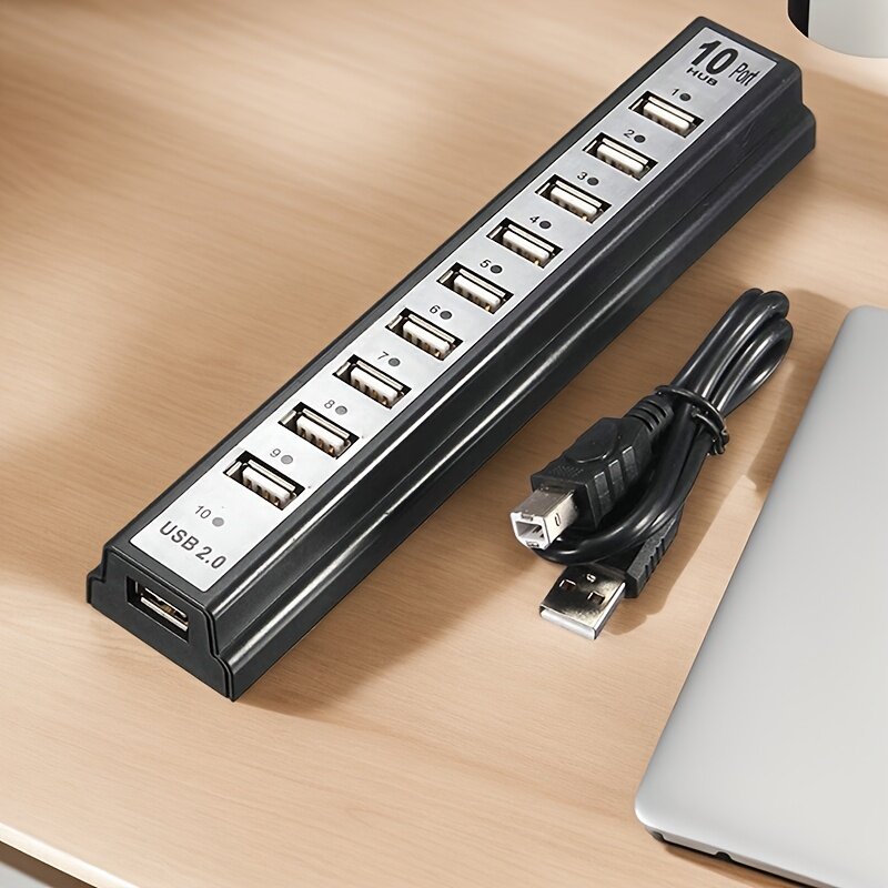 USB-хаб 10-в-1 с картридером SD/TF, Plug & Play, без драйверов, черный