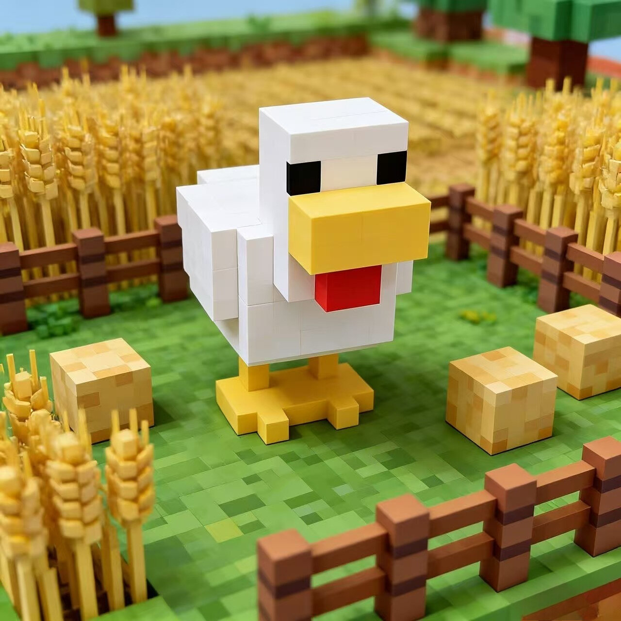 2 шт. 3D-печатная пиксельная статуэтка курицы, декор для стола, украшение для гостиной, подарочный набор