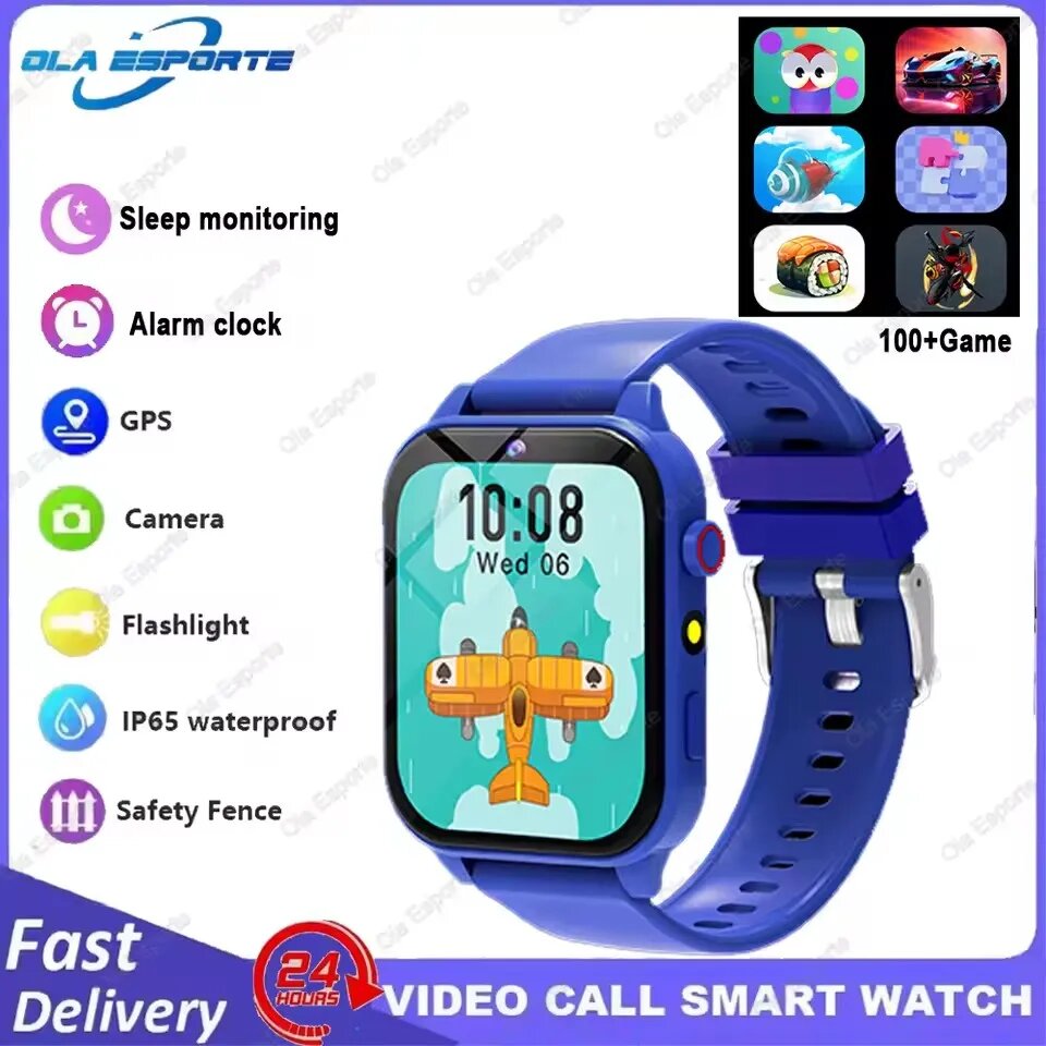 Детские умные часы синие с играми, GPS, Camera