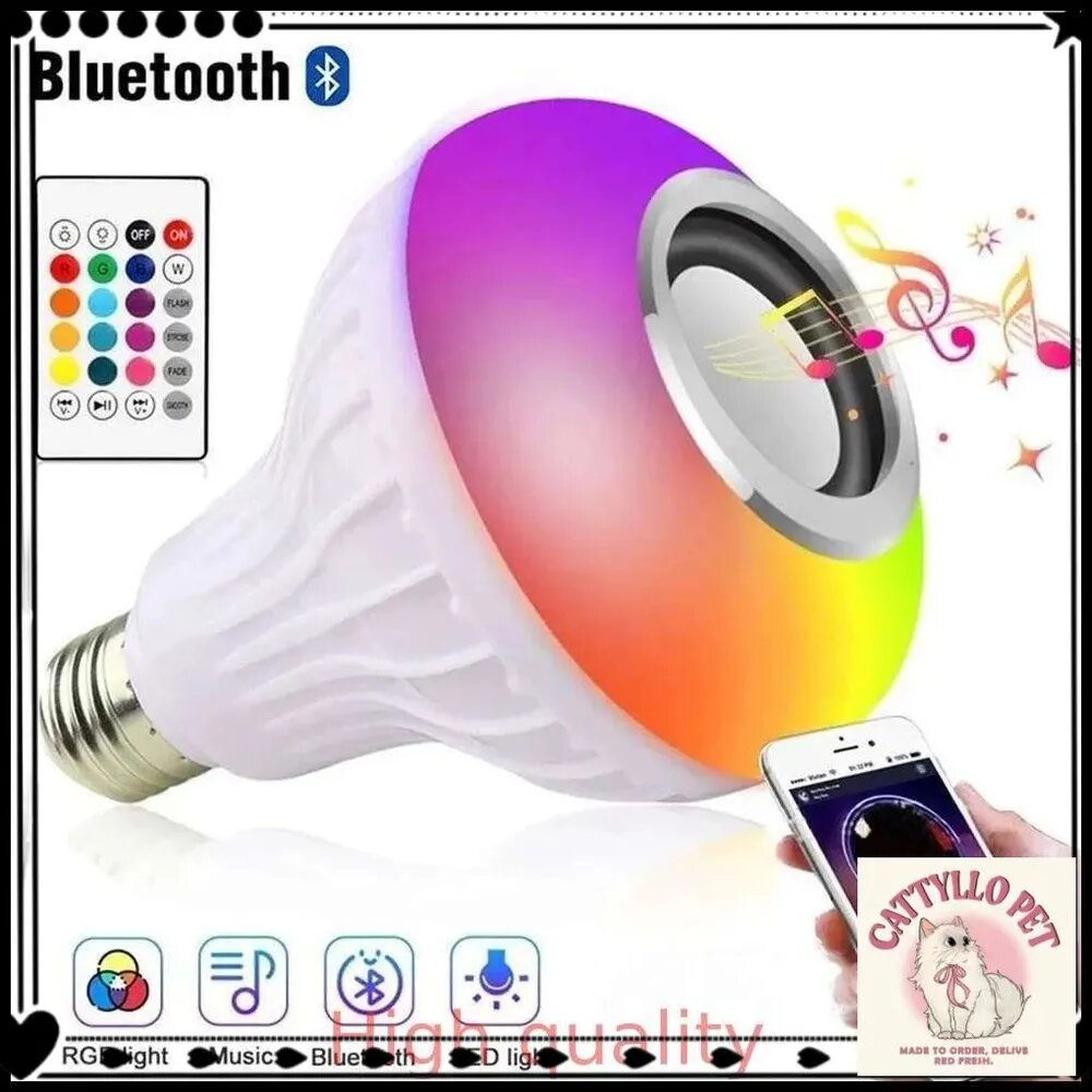 Умная светодиодная лампочка RGB с колонкой и пультом, энергосберегающая, блютуз