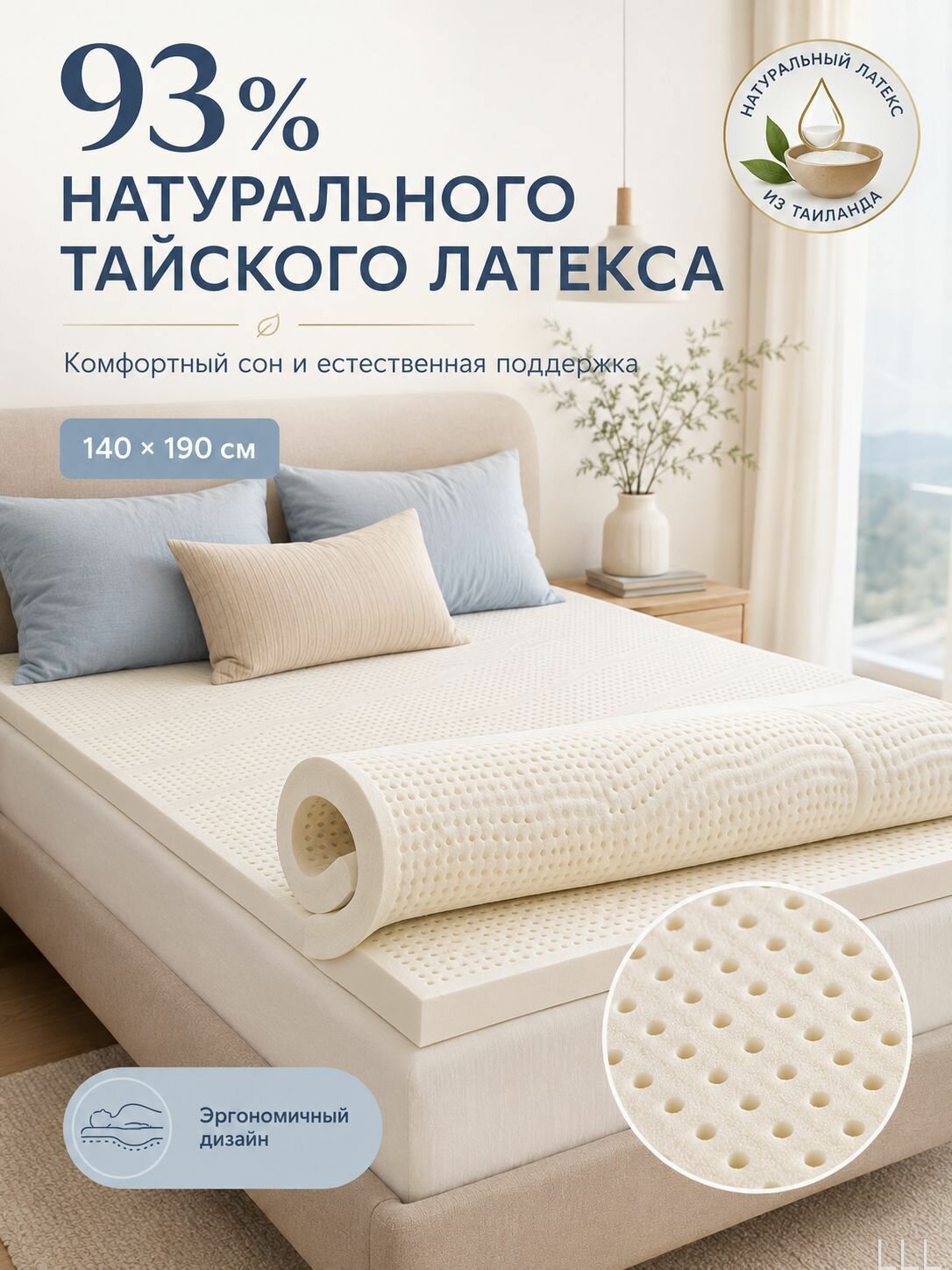 Матрас, Беспружинный, 140х190 см