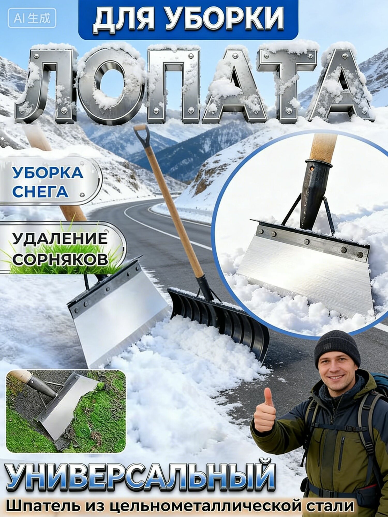 VOEVOESG Скребок-ледоруб универсальная, посадочная 23 см