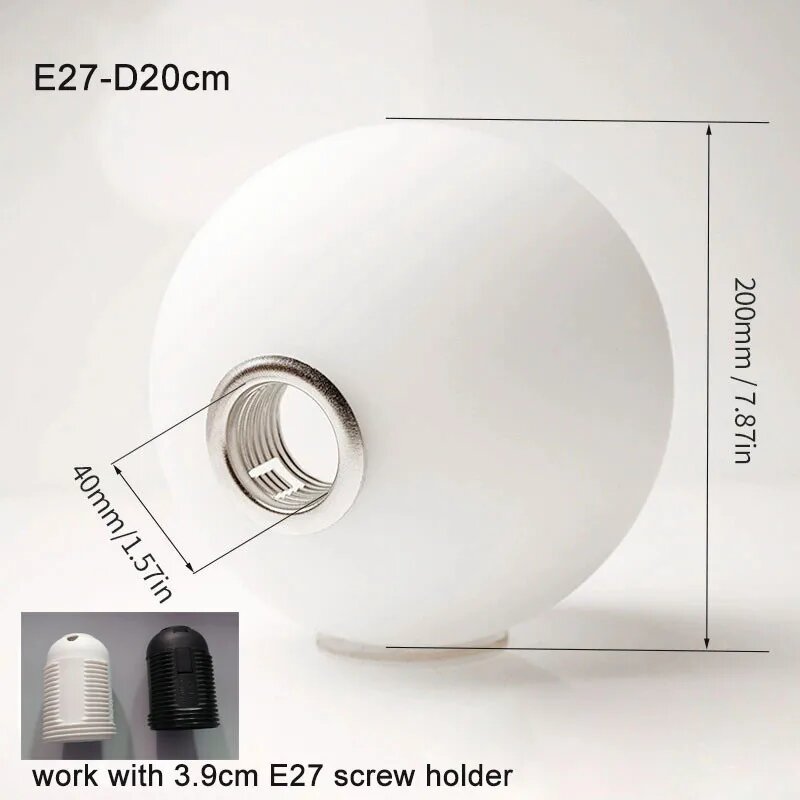 Стеклянный абажур G9 E14 E27 матовый белый E27 D20cm