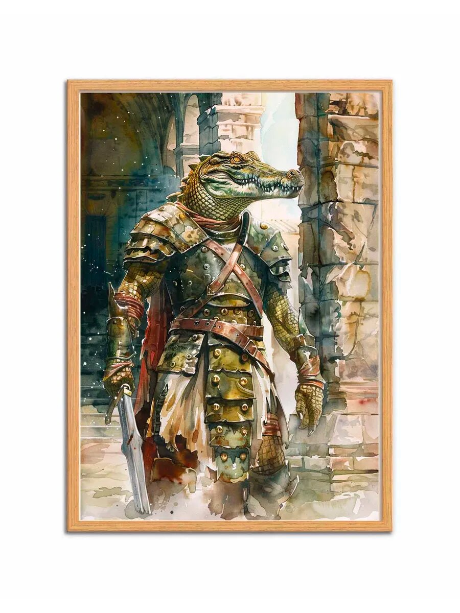 Крокодил-животное-гладиатор 5, Плакат 30x42см