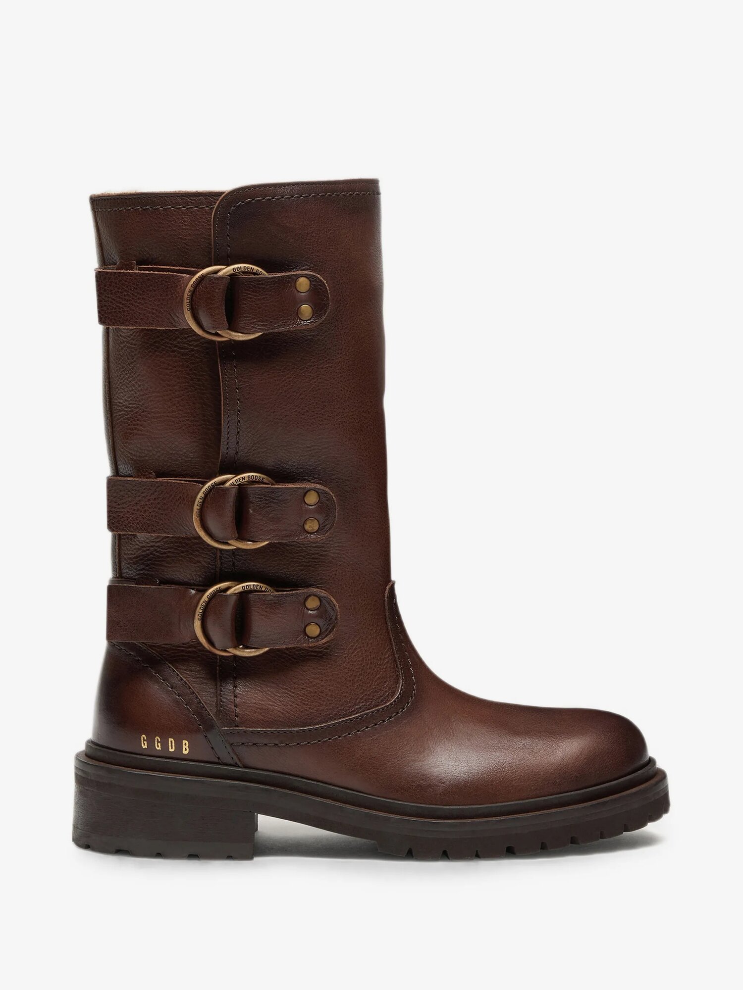 Ботинки Kurt boots in brown leather with gold buckles