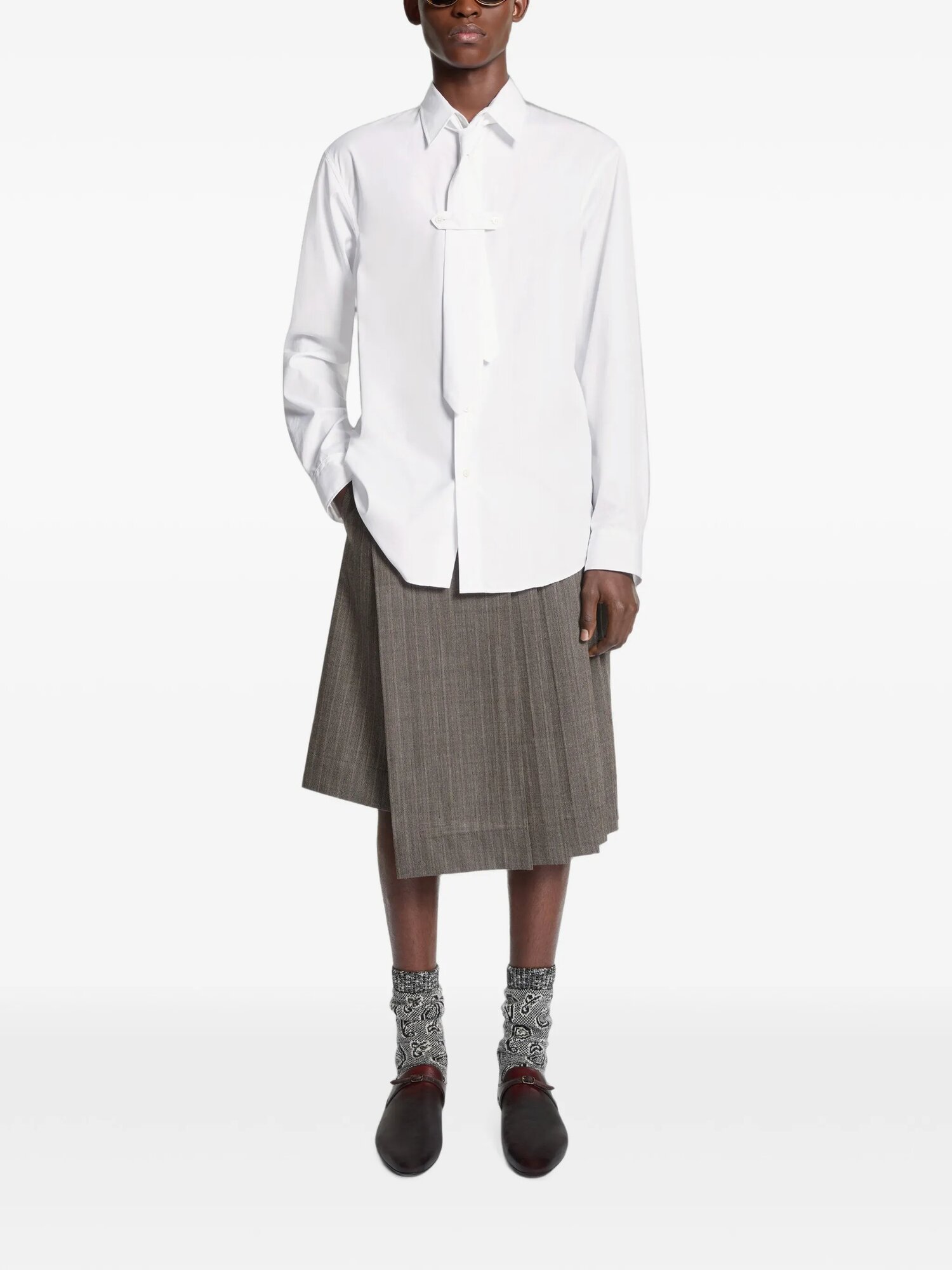 Рубашка Dries Van Noten, размер 44, бежевый/белый — фото 1