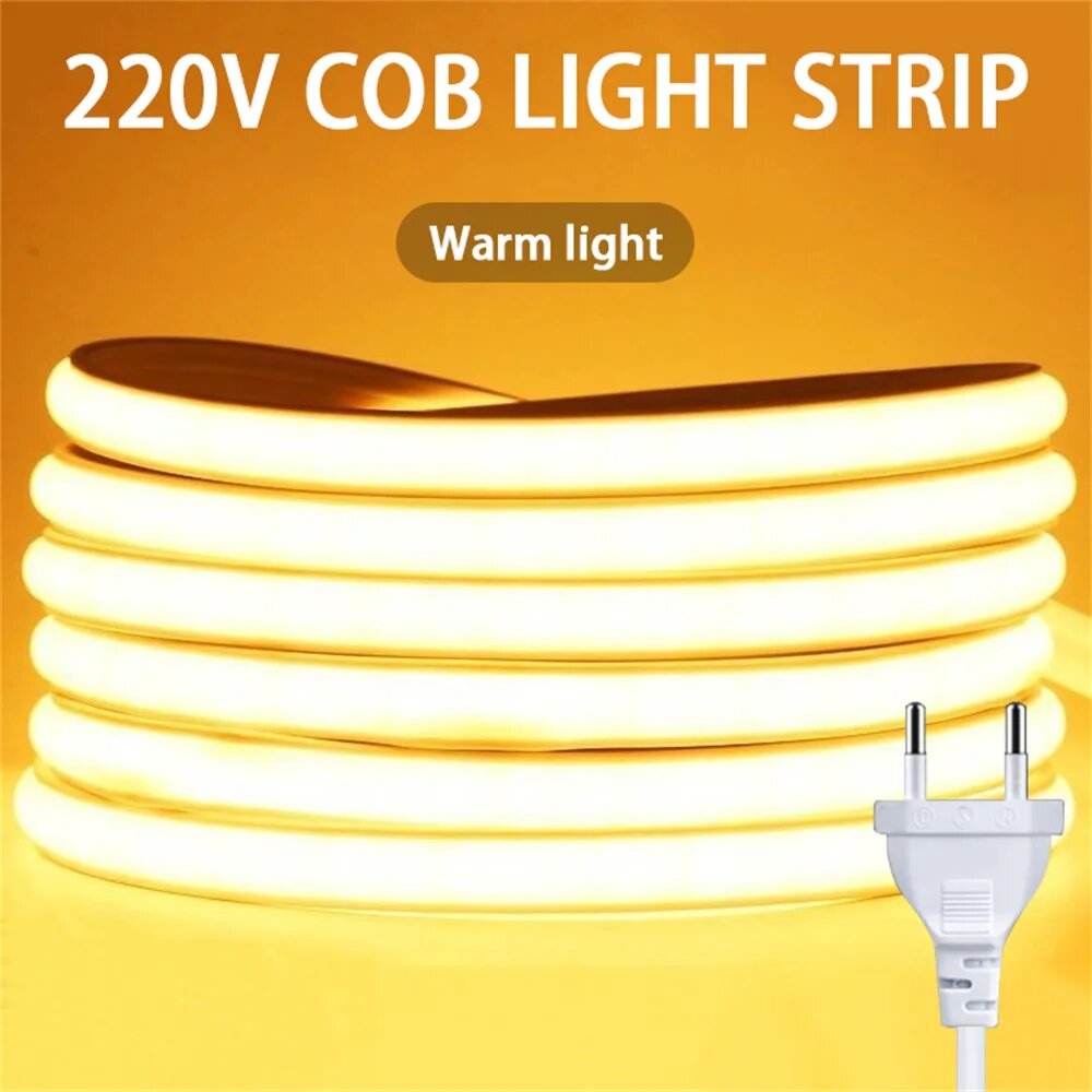Светодиодная лента COB 220В, Warm Light, 5m
