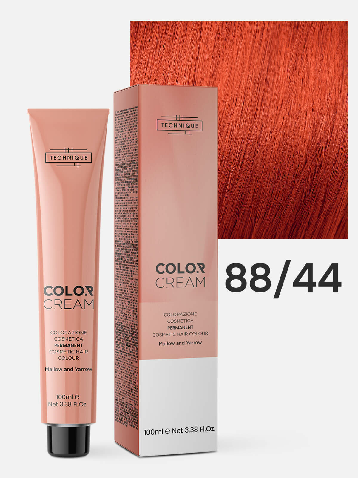 Крем - краска для волос профессиональная Technique Color Cream Permanent Cosmetic Hair Colour 88.44 Глубокий светлый русый Интенсивный медный, 100 мл