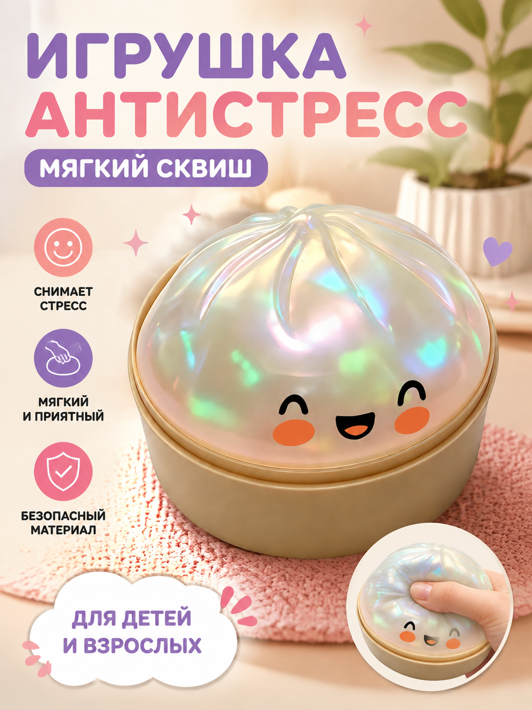Игрушка антистресс сквиш, мягкая игрушка для снятия стресса и детской игры