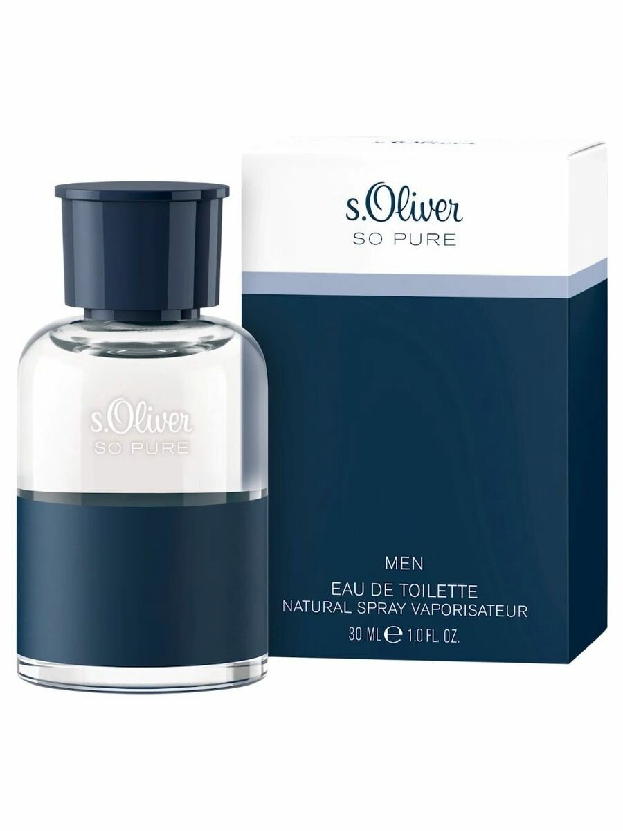 Туалетная вода мужская s.Oliver So Pure Men Eau de Toilette, свежий древесно-пряный аромат, бергамот, яблоко, лаванда, Германия, 30 мл