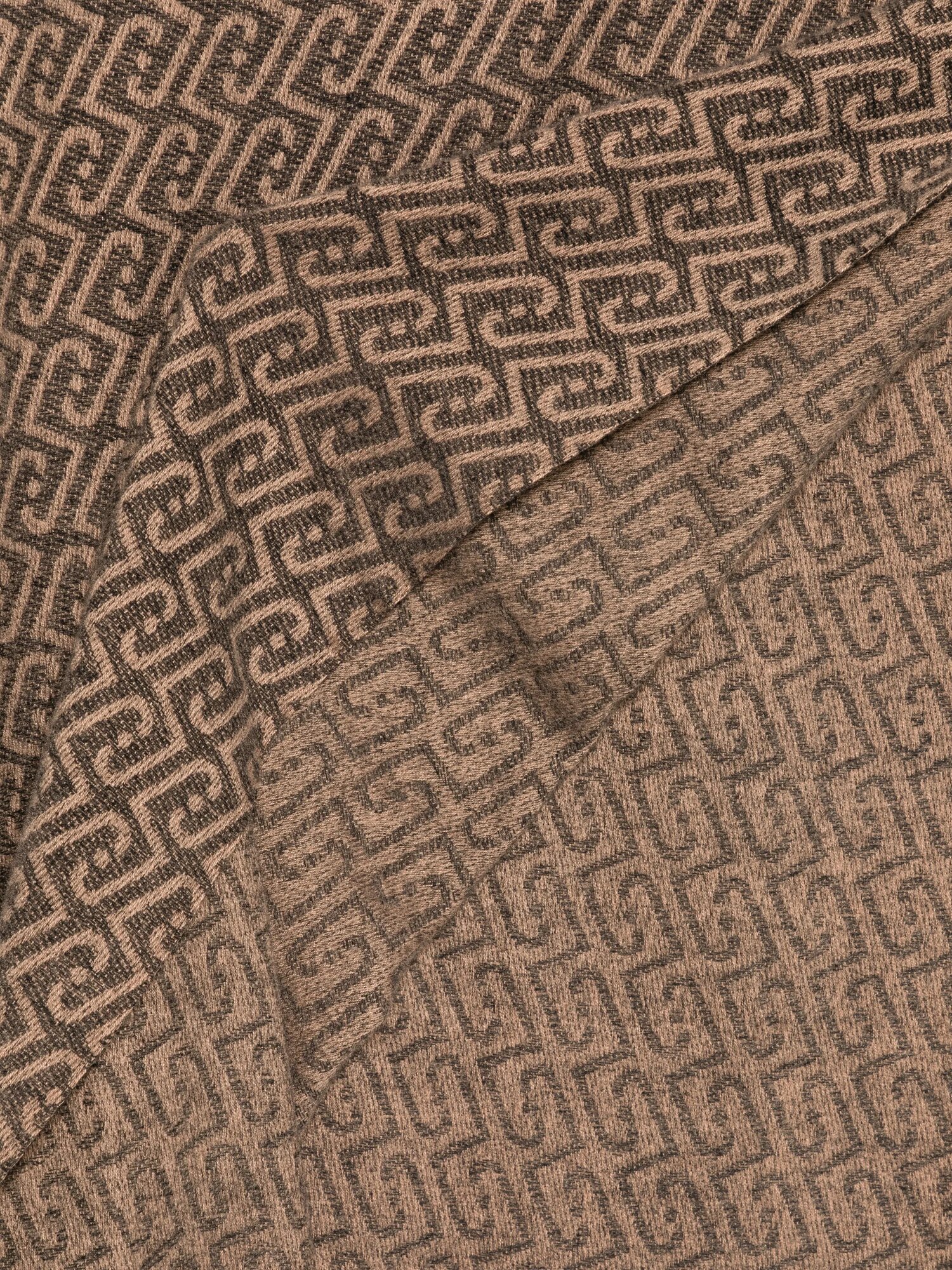 Шарф LIU JO Monogram-pattern fringed scarf для девочек, коричневый — фото 1