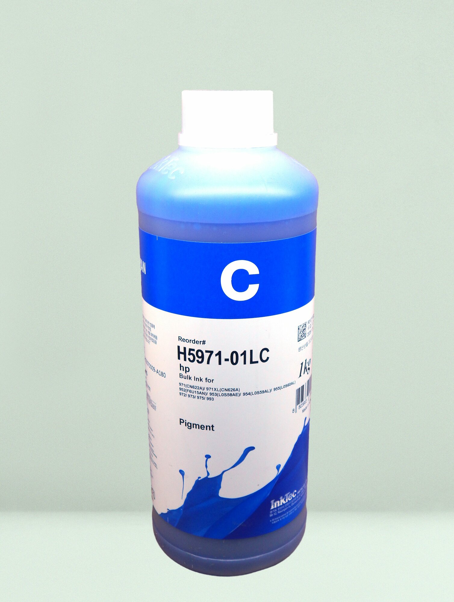 Чернила в канистре для картриджей HP 971(CN622AM)/ hp 971XL(CN626AM) InkTec H5971-01LC, 1 литр, голубые