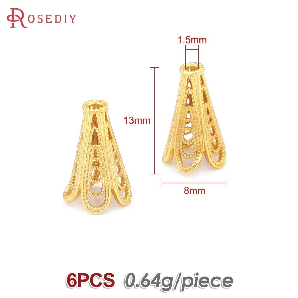 Колпачки для кистей Rosediy, латунь, золотистый, 6шт