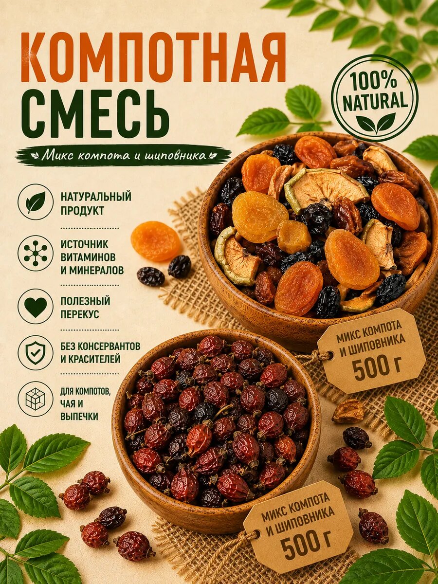 Компотная смесь сушеный набор натуральный сухофрукты 1 кг