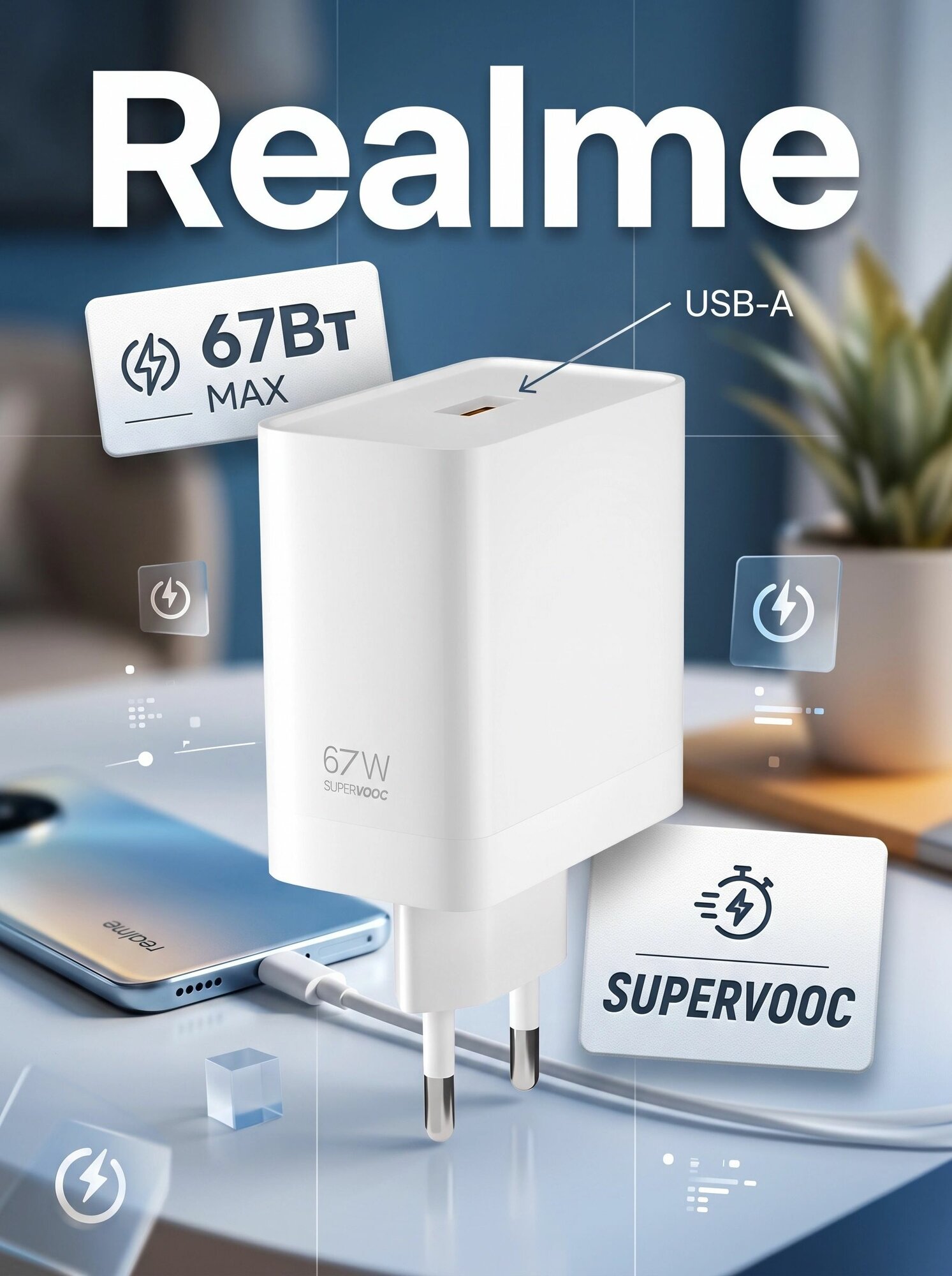 Зарядное устройство Realme 67W SUPERVOOC USB-A