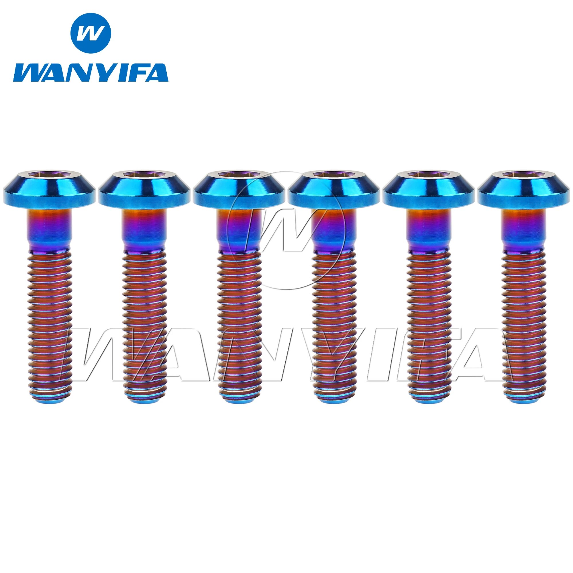 Болты Wanyifa титановые M6/M8x12-40 мм 6 шт. M6, Burn Blue, 20mm