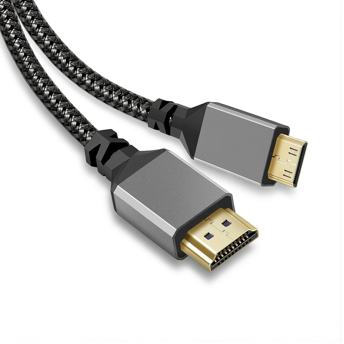 Кабель для подключения портативной видеокамеры к монитору Mini HDMI 2.0 4K 0.3 м прочная оплетка позолоченные контакты